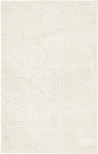 Rugs.com Botanical Shag Collection Rug – 5' x 8' Ivory Shag Rug Perfect for Living Rooms, Large Dining Rooms, Open Floorplans