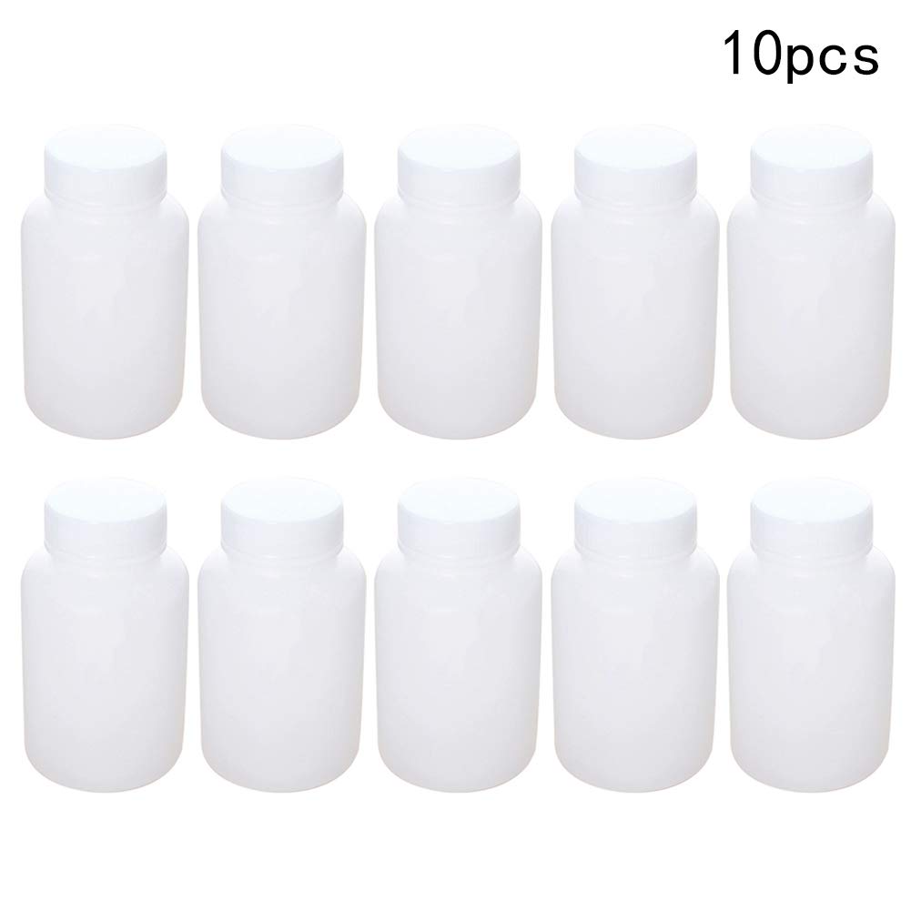 Bettomshin 10Pcs 150ml PE Plastic(Food Grade) Bottles, Wide Mouth Lab Reagent Bottle, Liquid/Solid Sample Seal Sample Storage Container with Graduated Scale