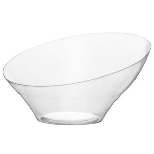 blue sky angled serving bowl (1 pc.) large - elegant clear plastic bowl, perfect snack bowl and salad bowl for birthday, wedding, themed party & other events