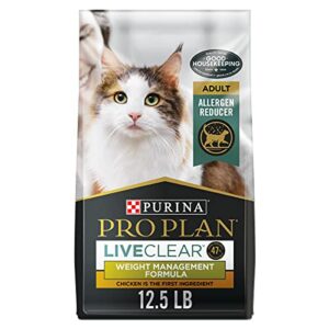 purina pro plan allergen reducing, weight control dry cat food, liveclear chicken and rice formula - 12.5 lb. bag