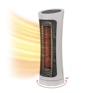 comfort zone electric oscillating digital tower space heater with digital thermostat, built-in overheat sensor, and power indicator light, ideal for home, bedroom, & office, 1,500w, cz457ewt