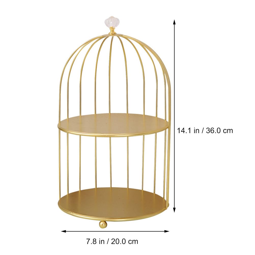 Bird Cage Shape Cosmetic Rack Desktop Makeup Organizer Rack Double Tier Cupcake Stand Essence Perfume Lotion Bottle Shelf Skincare Products Organizer