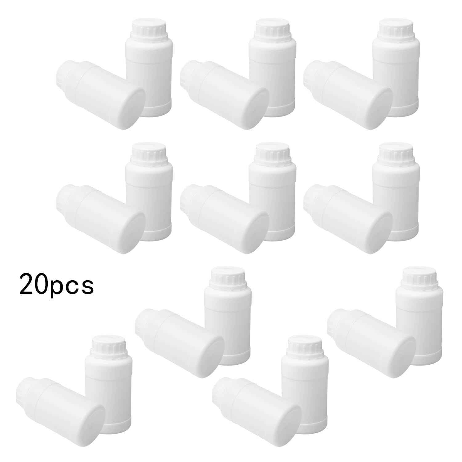 Bettomshin 20Pcs 250ml PE Plastic(Food Grade) Bottles, Wide Mouth Lab Reagent Bottle, Liquid/Solid Sample Seal Sample Storage Container Chemical Bottle White