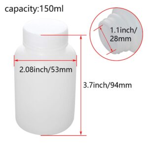 Bettomshin 10Pcs 150ml PE Plastic(Food Grade) Bottles, Wide Mouth Lab Reagent Bottle, Liquid/Solid Sample Seal Sample Storage Container with Graduated Scale