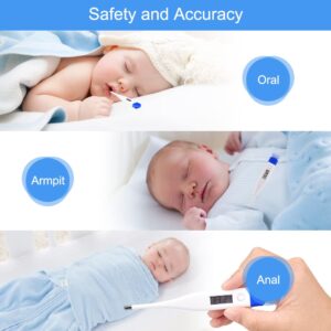 Berrcom Digital Thermometer for Adults and Kids, Oral Thermometer for Baby Rectal and Underarm Thermometer for Fever Alarm Medical Thermometer with C/F Switchable