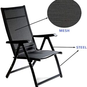 MedTens Heavy Duty Adjustable Reclining Folding Chair Outdoor Indoor Garden Pool Steel Camping Deck Backyard Chairs