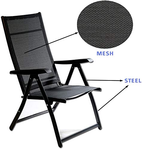 MedTens Heavy Duty Adjustable Reclining Folding Chair Outdoor Indoor Garden Pool Steel Camping Deck Backyard Chairs