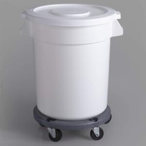 pro&family 80 qt. / 20 gallon / 75 liters white round ingredient bin/commercial trash can with lid and dolly. trash bin kitchen garbage can waste basket recycle bin