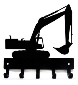 the metal peddler excavator key rack holder for wall - large 9 inch wide - made in usa; construction worker gifts