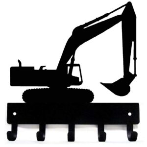 The Metal Peddler Excavator Key Rack Holder for Wall - Large 9 inch Wide - Made in USA; Construction Worker Gifts