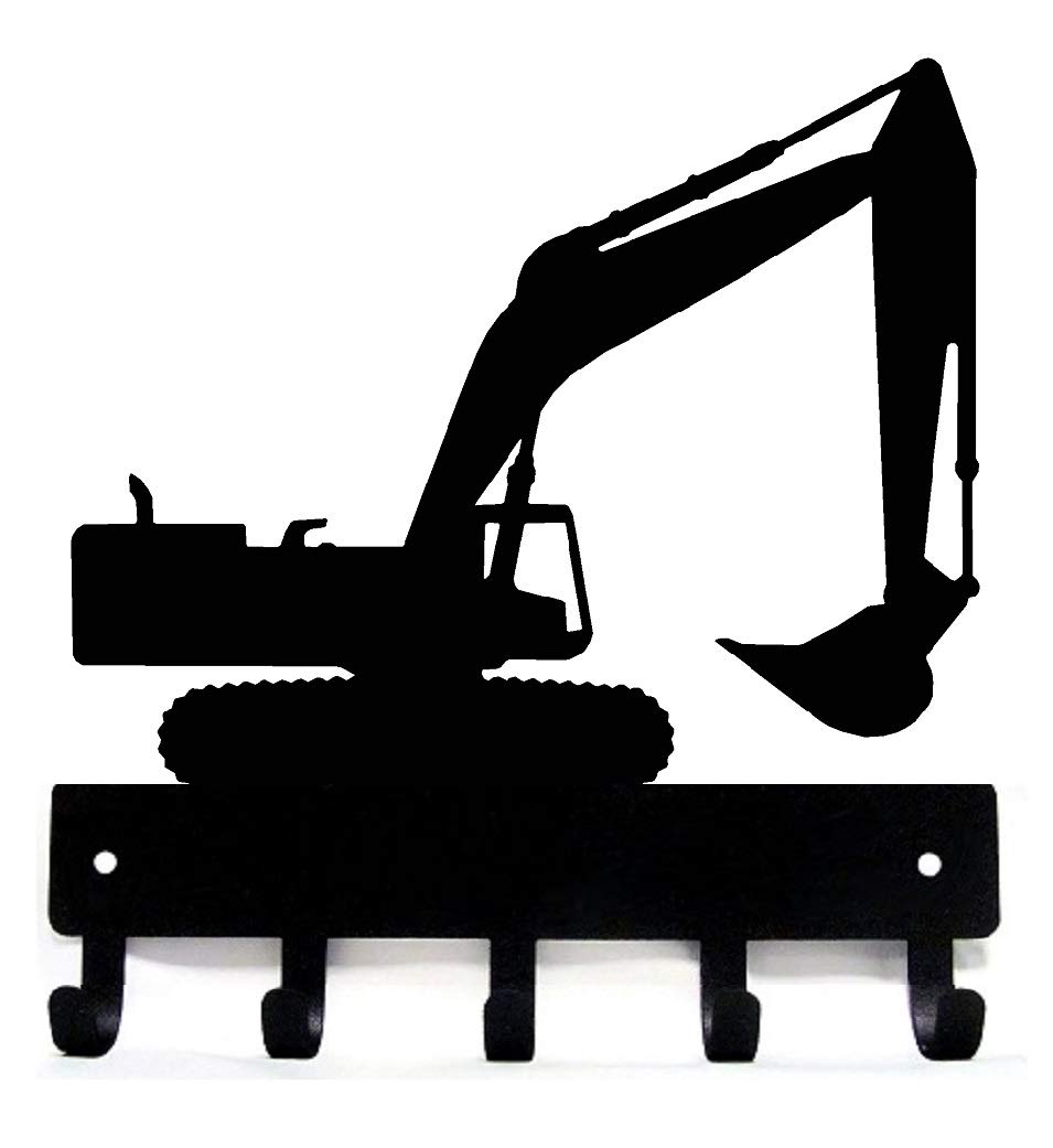 The Metal Peddler Excavator Key Rack Holder for Wall - Large 9 inch Wide - Made in USA; Construction Worker Gifts