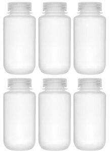 eisco 6pk reagent bottles, 250ml - wide mouth with screw cap - polypropylene - translucent labs