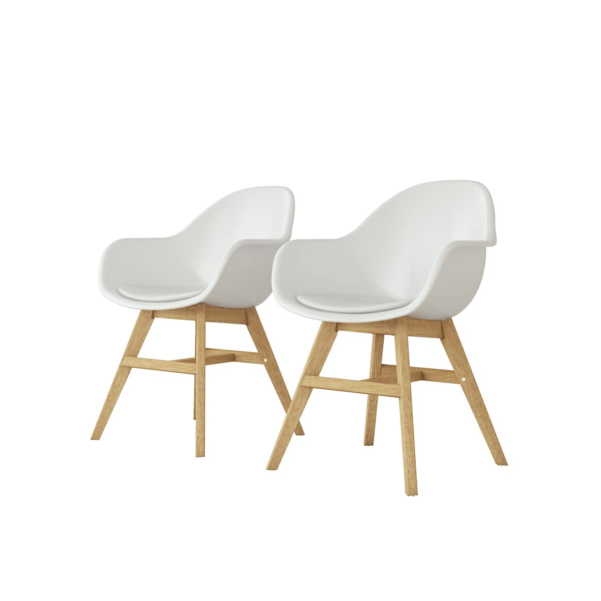 Midtown Concept Emilio Set of 2 Chairs | Eucalyptus Wood | Perfect for Indoors, White Cushions