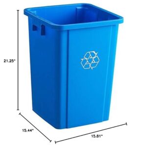 PRO&Family 75 Qt. / 19 Gallon / 72 Liters/Blue Square Recycle Bin. Trash Bin Kitchen Garbage Can Waste Basket Recycle Bin