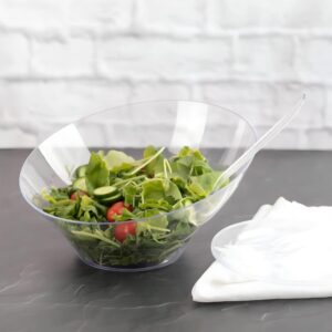 Blue Sky Angled Serving Bowl (1 Pc.) Large - Elegant Clear Plastic Bowl, Perfect Snack Bowl And Salad Bowl for Birthday, Wedding, Themed Party & Other Events