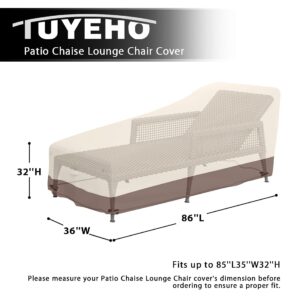 Tuyeho Patio Double Wide Chaise Lounge Chair Cover, 900D Heavy Duty Outdoor Furniture Cover, Waterproof & UV Resistant for Your Lounger Seat - (Beige & Brown) - 86 x 36 x 32 Inch