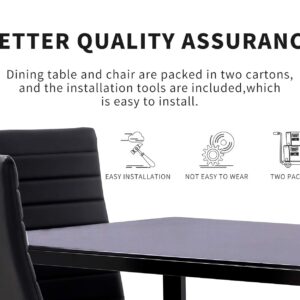 HCY Dining Table Set Dinning Chairs Set of 4 with Table Kitchen Dining Table Set for Small Spaces Home Furniture Dinette Set Rectangular Table, Black