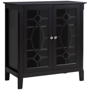 homcom sideboard buffet cabinet, kitchen storage cabinet, double glass door accent cabinet with adjustable shelves, espresso