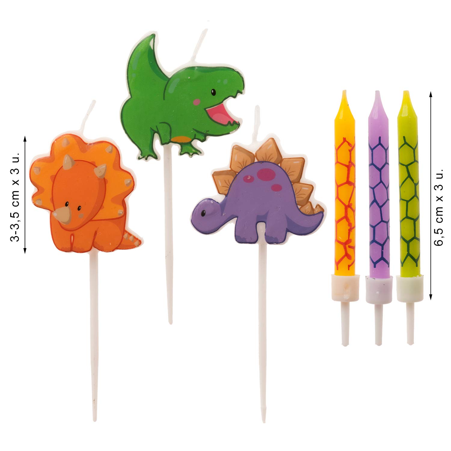 Dekora - Dinosaur Birthday Candle Set to Decorate Themed Birthday Cake - 15 Candles