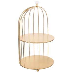 Bird Cage Shape Cosmetic Rack Desktop Makeup Organizer Rack Double Tier Cupcake Stand Essence Perfume Lotion Bottle Shelf Skincare Products Organizer