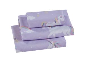 linen plus sheet set kids/teens unicorn bird star flower cloud lilac purple pink yellow white new # lilac unicorn (twin)