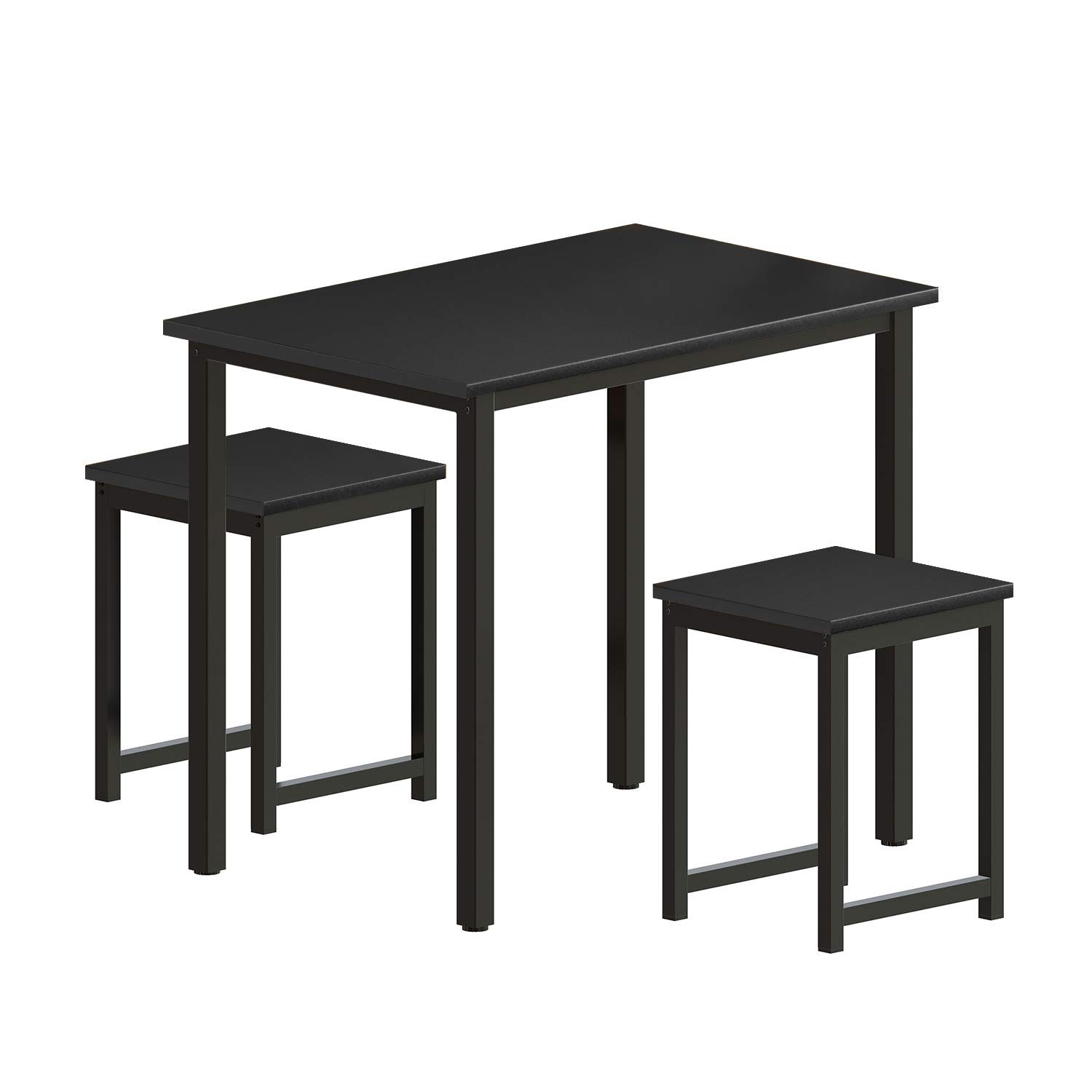 MIERES Small Dining Table Set for 2, Modern Bistro Table and Chairs Set of 2, Small Bar Table and Stools, Kitchen Furniture Counter Height, Compact & Durable, Easy Assembly, Black