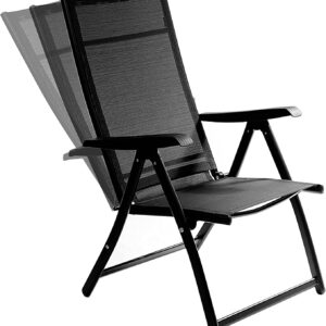 MedTens Heavy Duty Adjustable Reclining Folding Chair Outdoor Indoor Garden Pool Steel Camping Deck Backyard Chairs