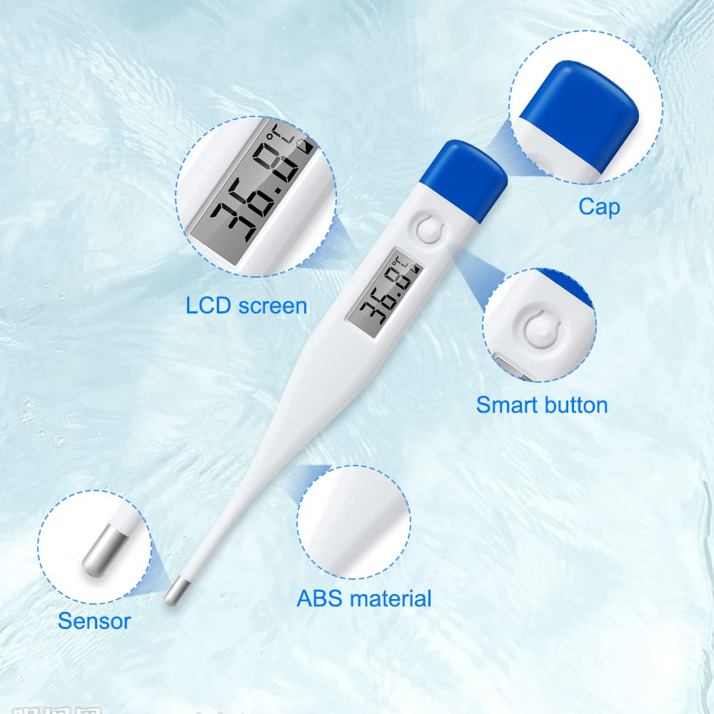 Berrcom Digital Thermometer for Adults and Kids, Oral Thermometer for Baby Rectal and Underarm Thermometer for Fever Alarm Medical Thermometer with C/F Switchable