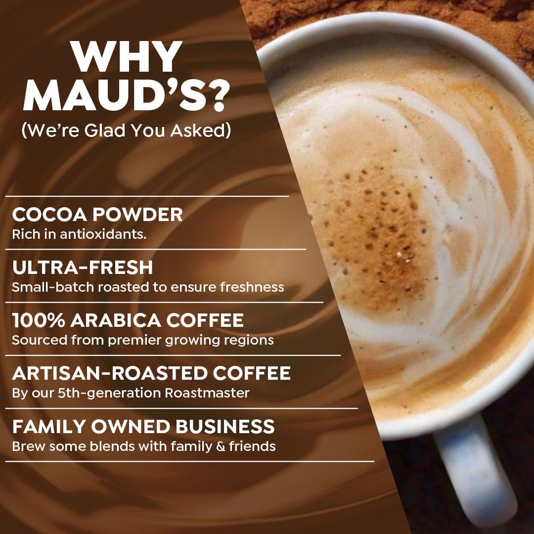 Maud's Chocolate Mocha Cappuccino Coffee Pods, 18 ct | Mochaccino Mocha Flavor | 100% Arabica Coffee | Solar Energy Produced Recyclable Pods Compatible with Keurig K Cups Maker