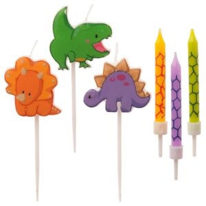 dekora - dinosaur birthday candle set to decorate themed birthday cake - 15 candles