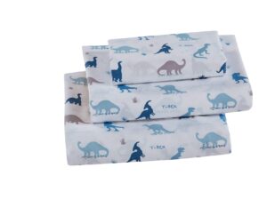 linen plus sheet set kids/teens dinosaurs t-rex triceratops blue light blue white new # t-rex blue (twin)