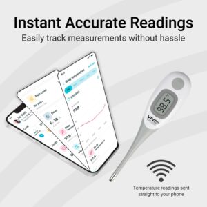 Vive Precision Smart Oral Thermometer - FSA/HSA Approved Medical Grade Body Temperature Reader for Adults, Babies - Digital Fever Monitor with App for Home Use, Under The Tongue, Armpit & Rectal