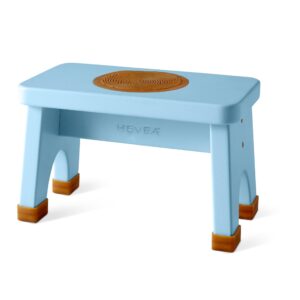 hevea natural rubberwood kids step stool (dusty blue)