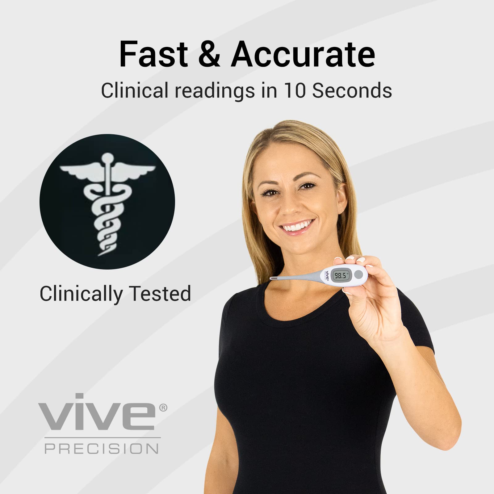 Vive Precision Smart Oral Thermometer - FSA/HSA Approved Medical Grade Body Temperature Reader for Adults, Babies - Digital Fever Monitor with App for Home Use, Under The Tongue, Armpit & Rectal