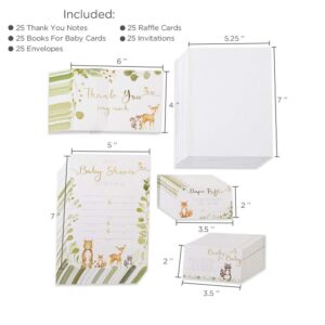 Kate Aspen Woodland Baby Shower Invitation & Thank Bundle (Set of 25) Party Invitation and Thank you Cards, One Size, Multi (28531NA)