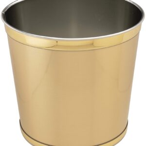 Stephanie Imports Made in USA 5-Gallon Sleek and Stylish Vinyl Mylar Waste Basket (13" X 11") (Metallic Gold)