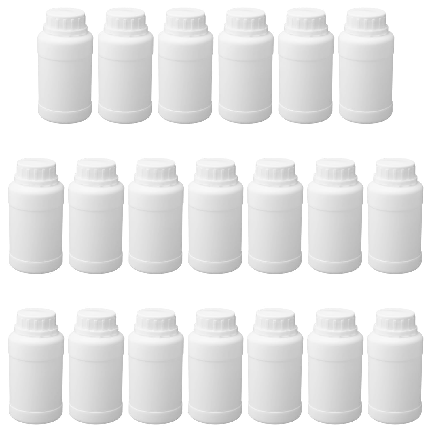 Bettomshin 20Pcs 250ml PE Plastic(Food Grade) Bottles, Wide Mouth Lab Reagent Bottle, Liquid/Solid Sample Seal Sample Storage Container Chemical Bottle White