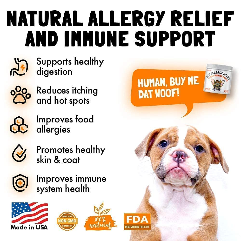 LEGITPET Allergy Relief Chews for Dogs & Immune Support with Kelp, Colostrum & Bee Pollen 120 Soft Chews and Hemp Hip & Joint Supplement for Dogs 120 Soft Chews Bundle - Made in USA