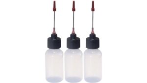 hicet 3 pack 1 oz bottles with stainless needle tip, precision tip applicator bottles for gun cleaning oils and solvents, leakproof plastic bottles for oiling