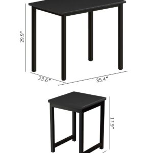 MIERES Small Dining Table Set for 2, Modern Bistro Table and Chairs Set of 2, Small Bar Table and Stools, Kitchen Furniture Counter Height, Compact & Durable, Easy Assembly, Black