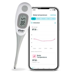 vive precision smart oral thermometer - fsa/hsa approved medical grade body temperature reader for adults, babies - digital fever monitor with app for home use, under the tongue, armpit & rectal