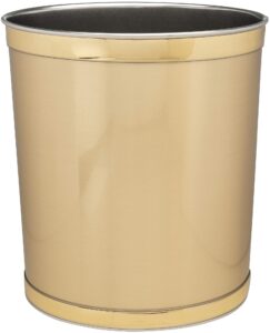 stephanie imports made in usa 5-gallon sleek and stylish vinyl mylar waste basket (13" x 11") (metallic gold)