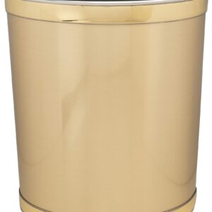 Stephanie Imports Made in USA 5-Gallon Sleek and Stylish Vinyl Mylar Waste Basket (13" X 11") (Metallic Gold)