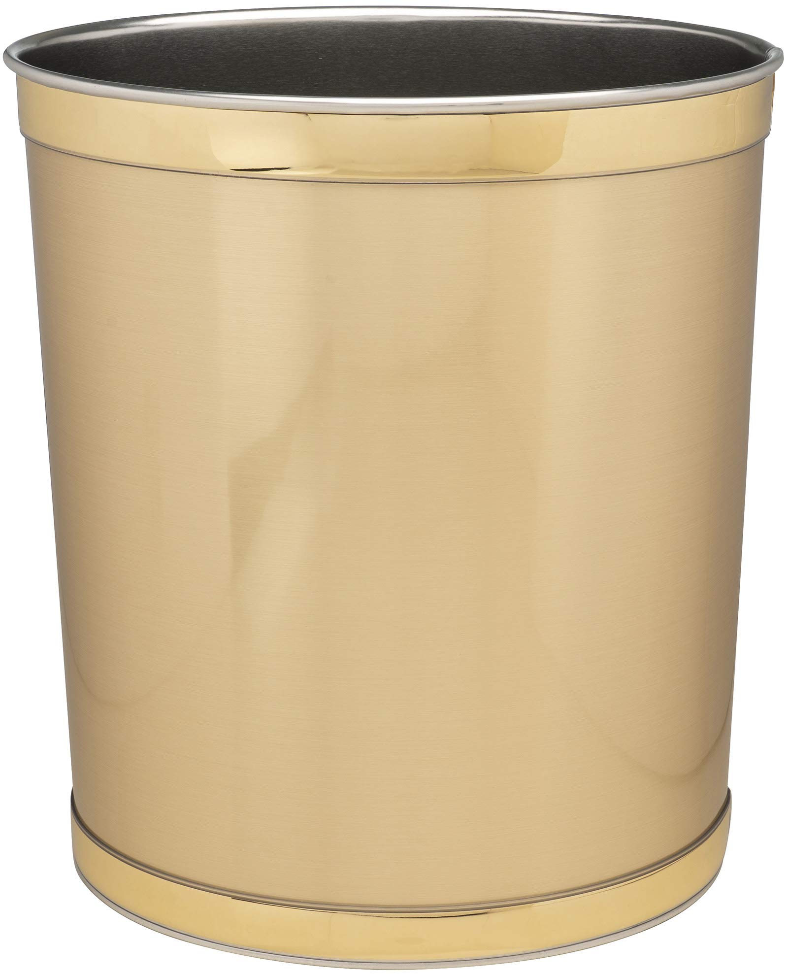 Stephanie Imports Made in USA 5-Gallon Sleek and Stylish Vinyl Mylar Waste Basket (13" X 11") (Metallic Gold)