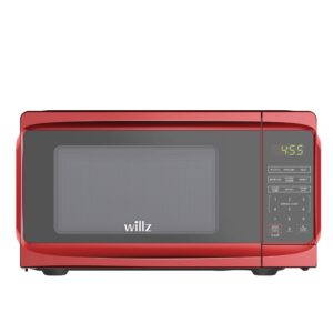 willz countertop small microwave oven, 6 preset cooking programs interior light led display 0.7 cu.ft 700w red wlcmv807rd-07