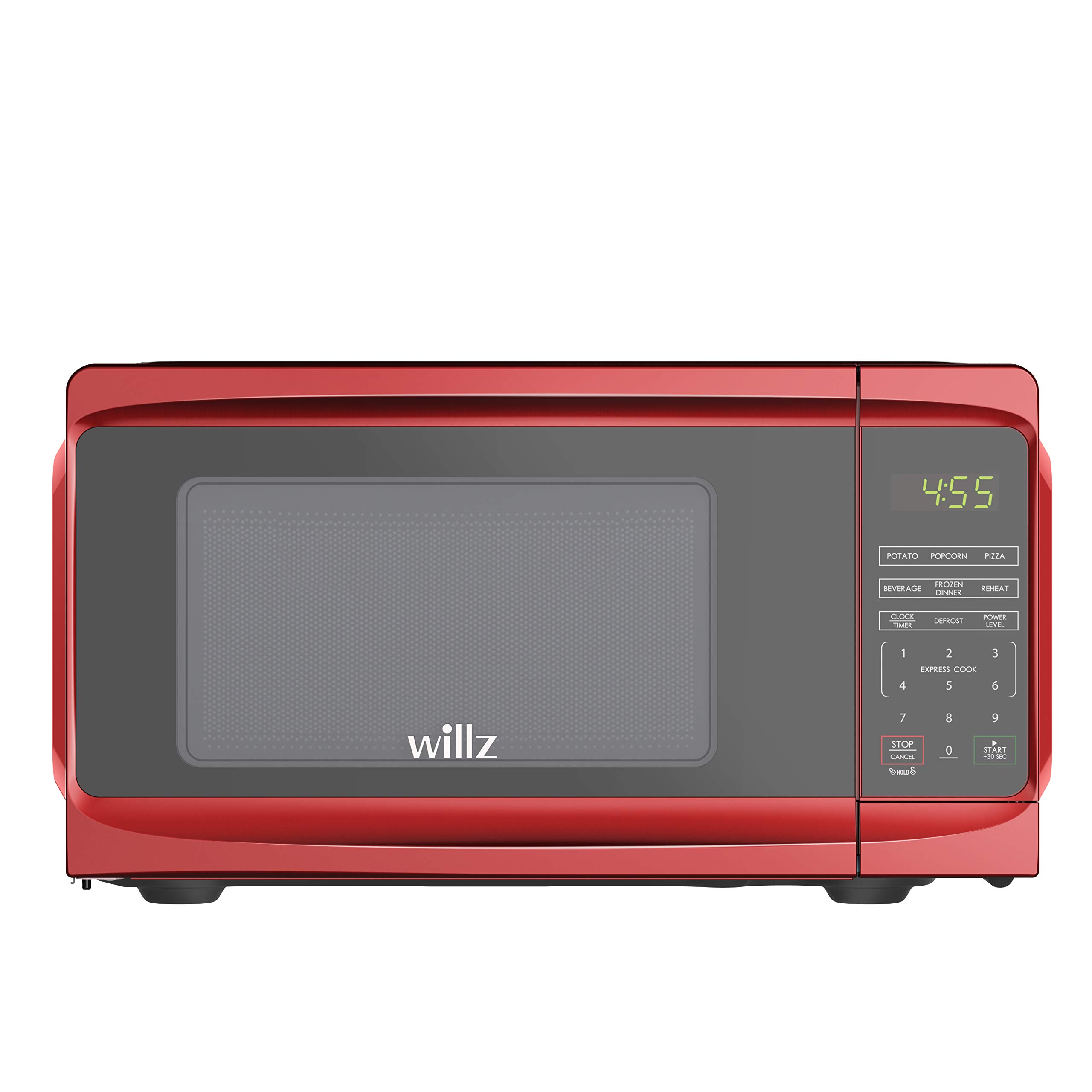 Willz Countertop Small Microwave Oven, 6 Preset Cooking Programs Interior Light LED Display 0.7 Cu.Ft 700W Red WLCMV807RD-07