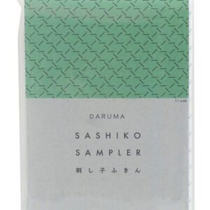 Yokota Daruma Sashiko Cloth Sashiko Fabric - Pre-Printed Sashiko Sampler - White with English Instruction Inside (Woven Bamboo Pattern)