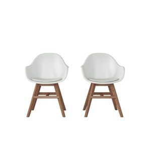 Midtown Concept Emilio Set of 2 Chairs | Eucalyptus Wood | Perfect for Indoors, White Cushions