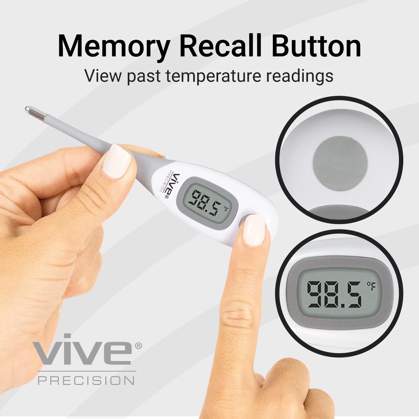 Vive Precision Smart Oral Thermometer - FSA/HSA Approved Medical Grade Body Temperature Reader for Adults, Babies - Digital Fever Monitor with App for Home Use, Under The Tongue, Armpit & Rectal