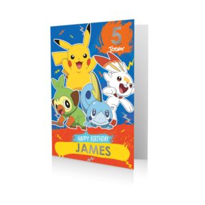 danilo promotions official pokemon birthday card, sticker sheet included to personalise name and age,multi,210 x 290 mm